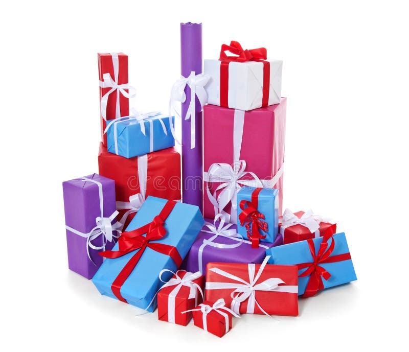Wrapped Presents with Bows and Ribbons Stock Photo - Image of card ...