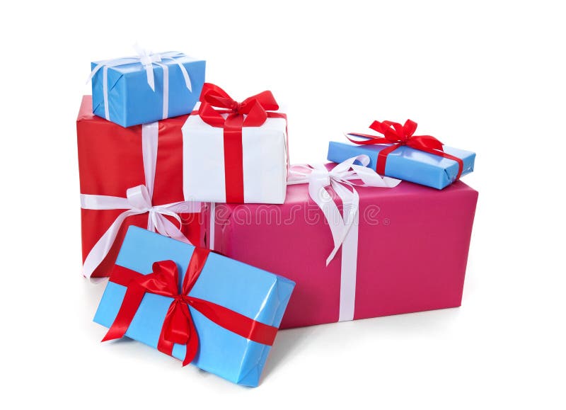 Wrapped Presents with Bows and Ribbons Stock Photo - Image of card ...