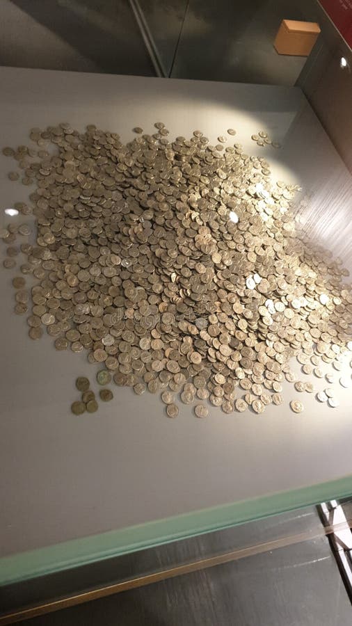 A Pile of Very Old Roman Coins Stock Image - Image of display, glass ...