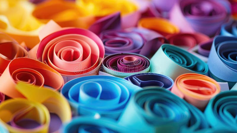 A Pile of Vibrant Rolled Paper Flowers, Perfect for Arts and Crafts ...