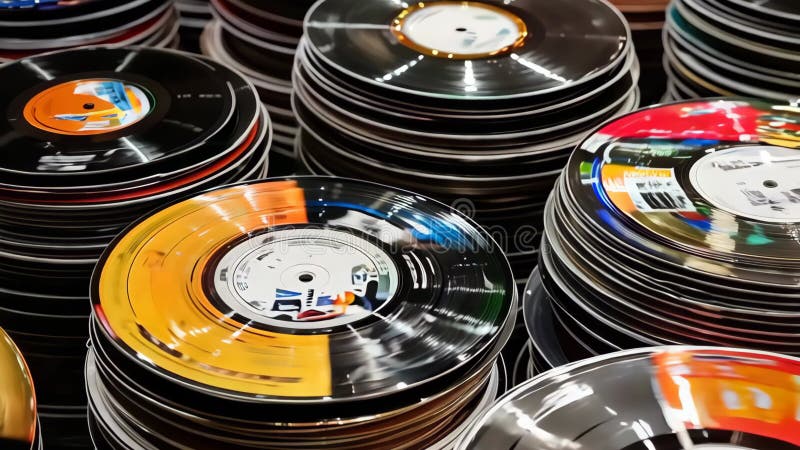 A Pile of Vinyl Records Stacked on Top of Each Other Stock Video ...