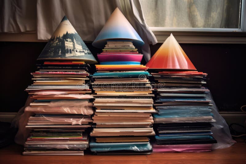 A Pile of Vinyl Records with Various Album Covers Stock Illustration ...