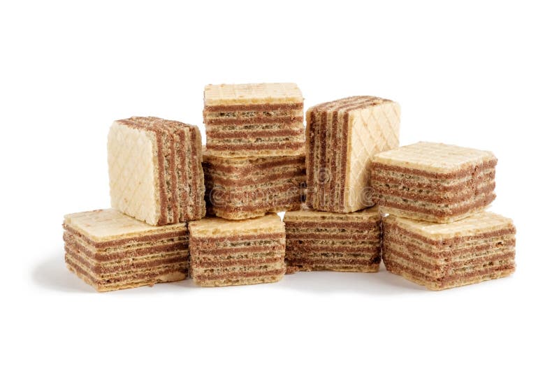 Pile of Square Wafer Biscuits in Shape of Pyramid Isolated on White ...