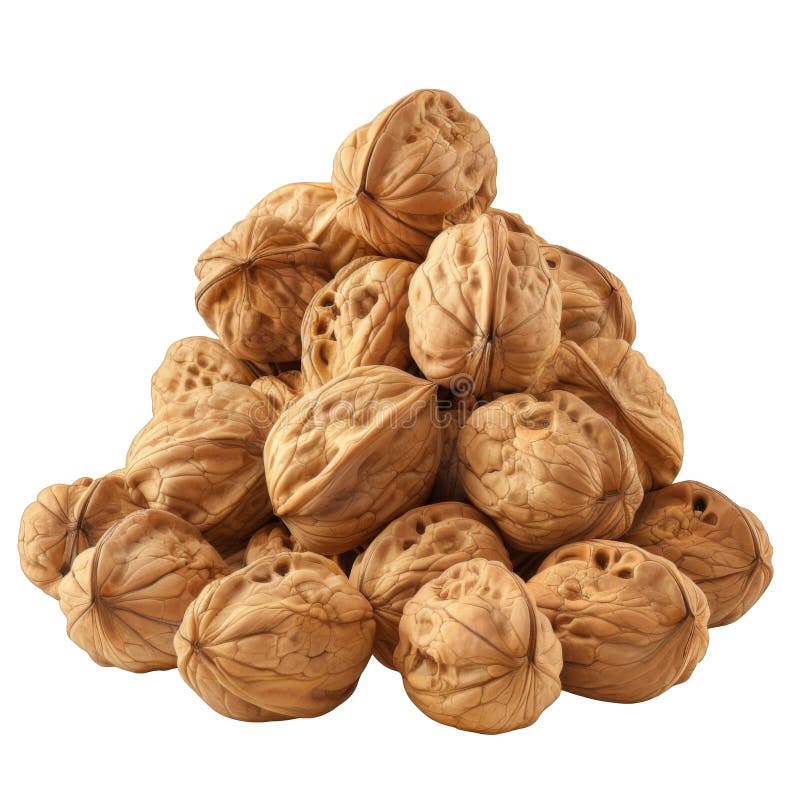 A Pile of Walnut Shells Isolated on White Stock Image - Illustration of ...