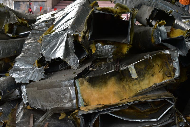 A Pile of Waste Air Conditioner Duct. Stock Image - Image of recycling ...