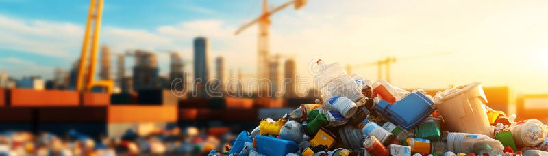 Pile of Waste and Garbage in Urban Construction Site, Highlighting ...