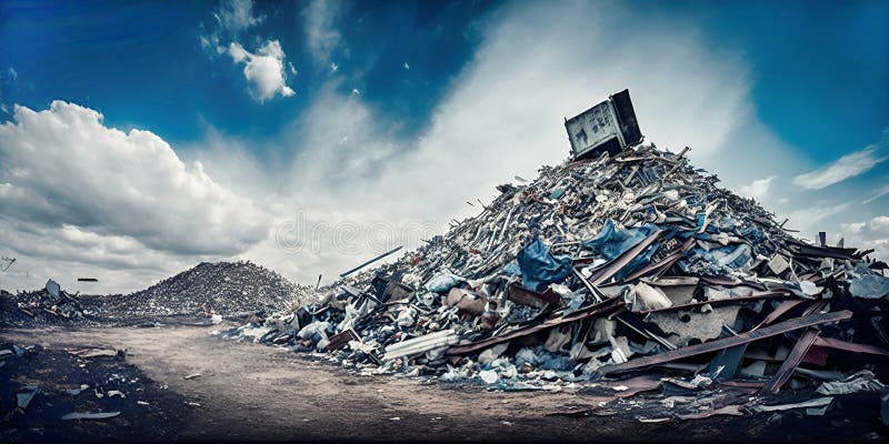 Pile of Waste Rubbish Wasteland. Plastic Textile Mixed Mass Dump ...