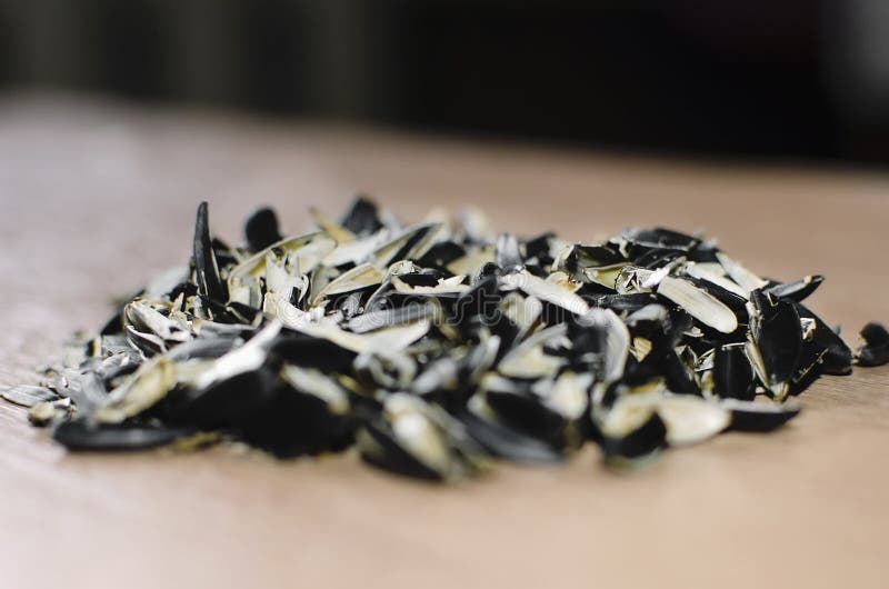Pile of Waste from Seeds Lies on the Table. Close-up, Selective Focus ...