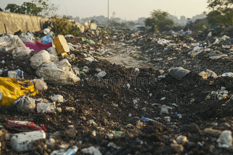 A Pile of Waste Sits Atop a Dirt Field, an Unsightly Scene Stock Image ...