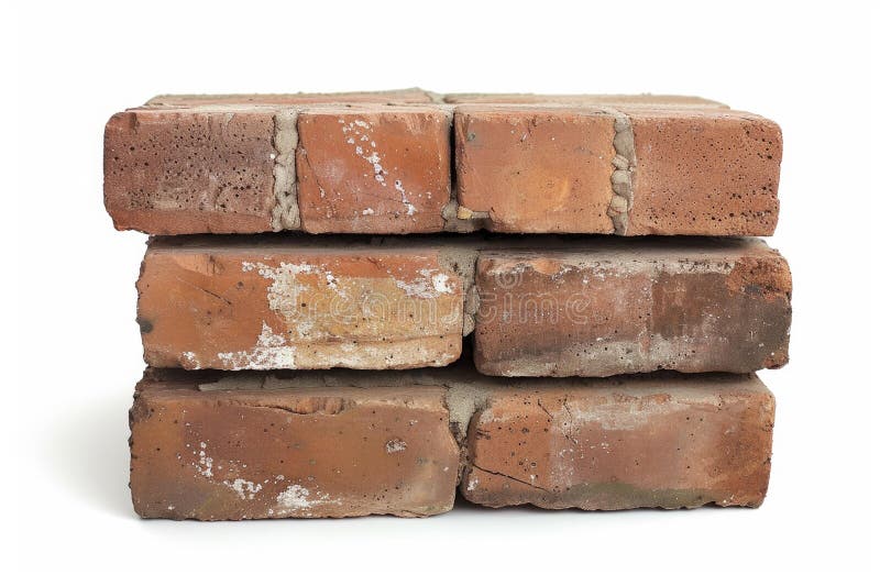 Stack of Old Bricks Isolated on White Background Stock Image - Image of ...