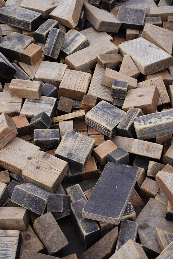 Pile of Weathered Wooden Blocks in Various Shapes and Sizes. Background ...