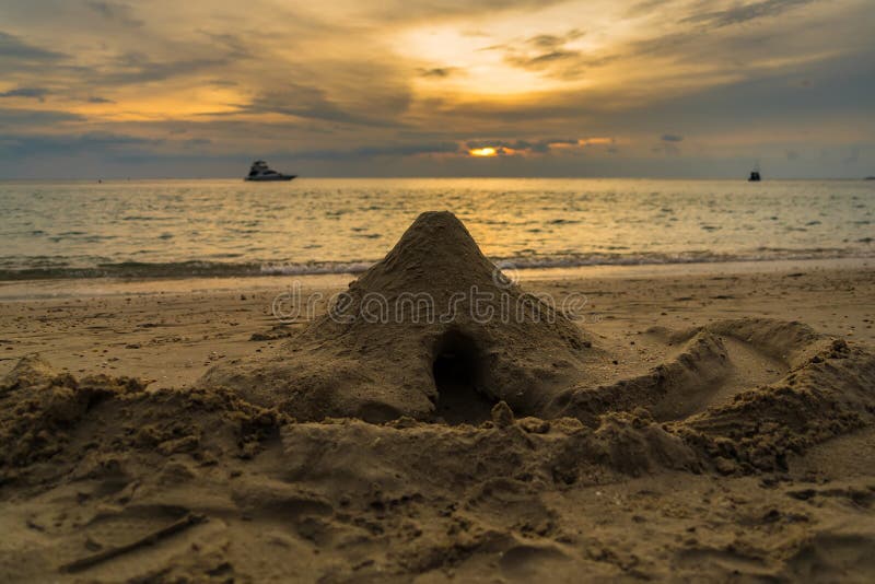Pile of Wet Sand on the Beach at Sunset Stock Photo - Image of holiday ...