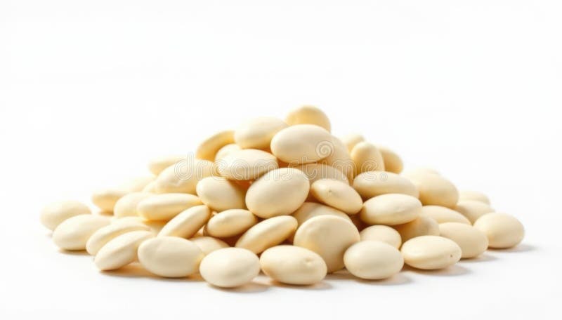 Pile of White Beans Against Stark White Backdrop, White, Bean Pile ...