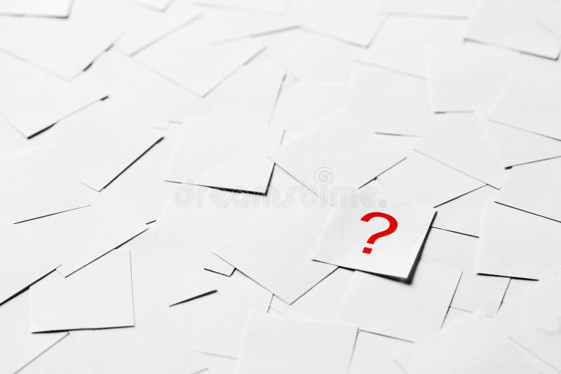 Pile of Blank Pieces of Paper with Red Question Mark in the Middle ... Pile of Blank Pieces of Paper with Red Question Mark in the Middle ...