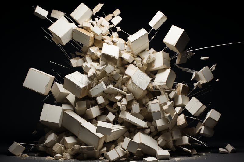 A Pile of White Blocks on a Black Background Stock Illustration ...