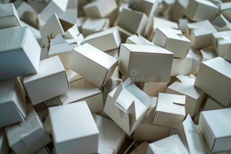 A Pile of White Boxes with Some Pieces Missing Stock Image - Image of ...