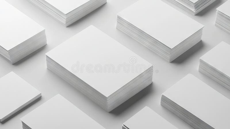 A Pile of White Business Cards on a Gray Surface Stock Illustration ...