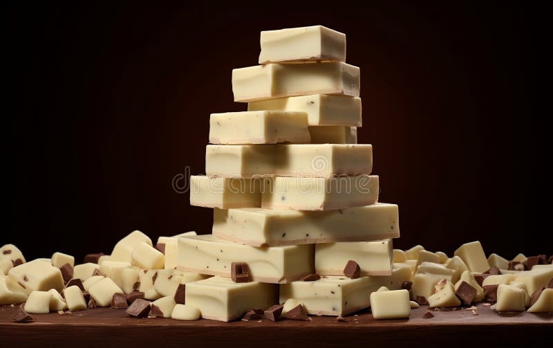 A Pile of White Chocolate Bricks with Melting Texture.ai Stock Image ...