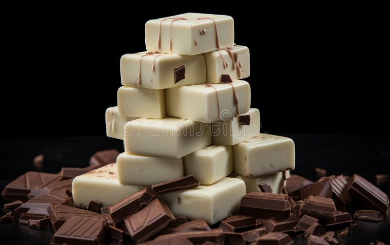 A Pile of White Chocolate Bricks with Melting Texture.ai Stock ...