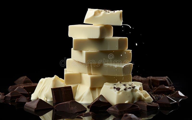 A Pile of White Chocolate Bricks with Melting Texture.ai Stock Photo ...