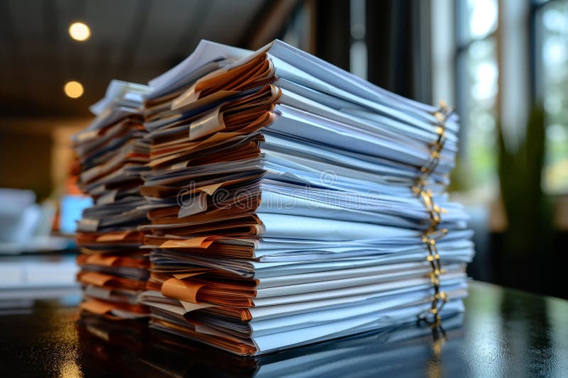 Pile of White Documents Bound by Clips Stock Photo - Image of documents ...