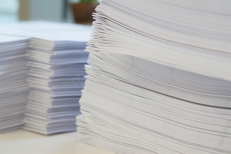 Stack Of Papers Worksheet At Office Stock Photo - Image of note, paper ...