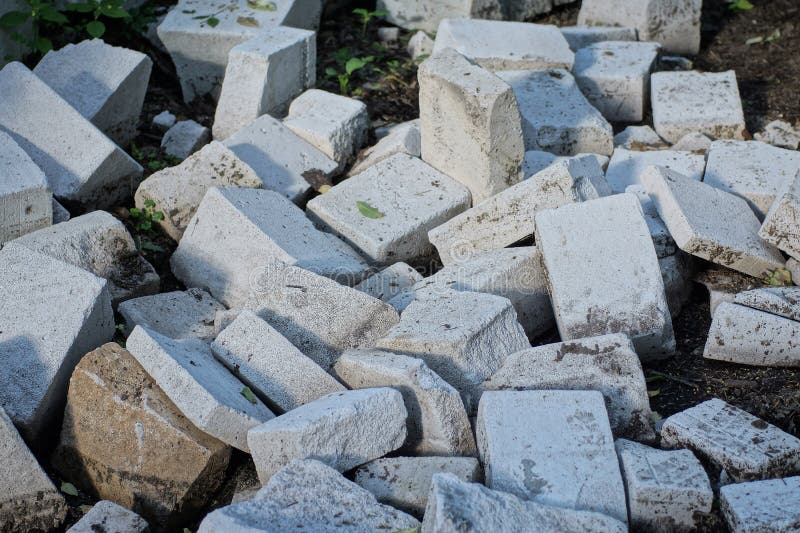 A Pile of White Pieces of Broken Bricks Stock Image - Image of brick ...