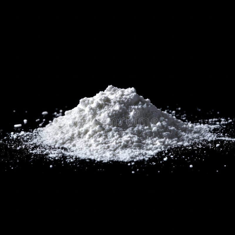 Pile of White Powder on Black Background Highlighting Texture and ...