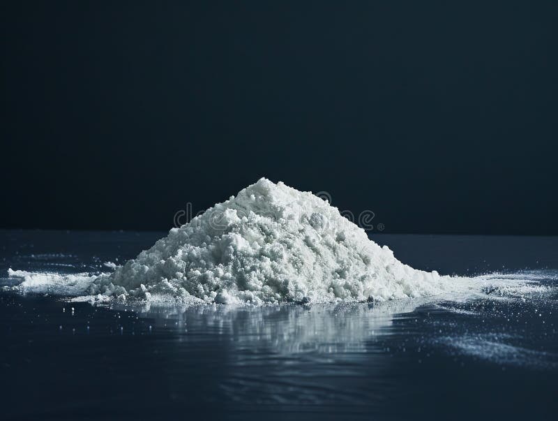 A Pile of White Powder on a Black Surface Stock Photo - Image of ...