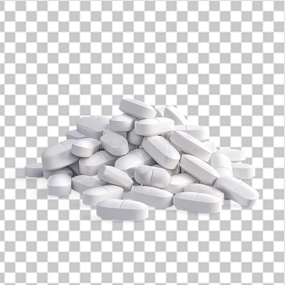 Pile of White Rectangular Pills on a Transparent Background Stock Photo ...