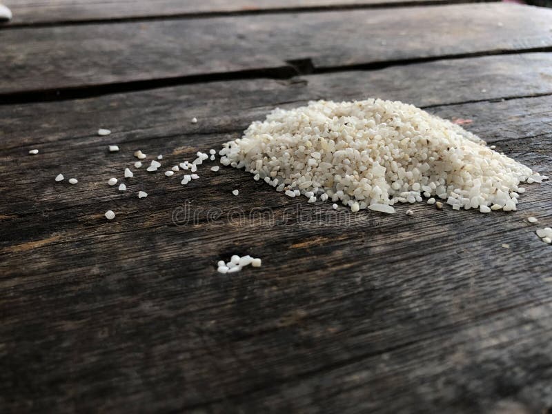 Pile of White Rice on Wooden Board Stock Image - Image of food, wihte ...