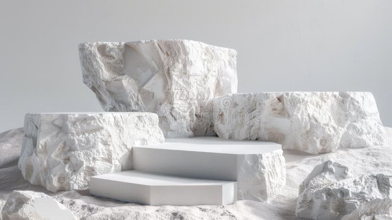 A Pile of White Rocks on a White Platform. Ideal for Architectural or ...