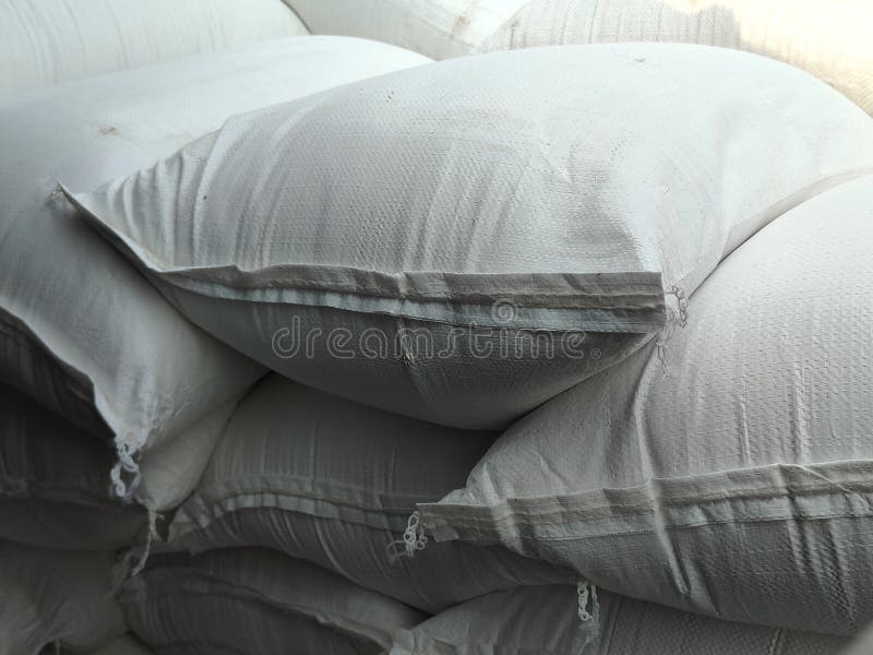 Pile of White Sacks Filled with Grain Stock Image - Image of design ...