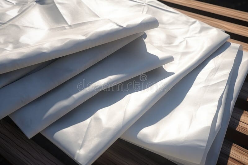 A Pile of White Sheets Sitting on Top of a Wooden Table. Versatile and ...
