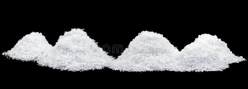 Pile of White Snow Isolated on Black Background. White Fluffy Snow an ...