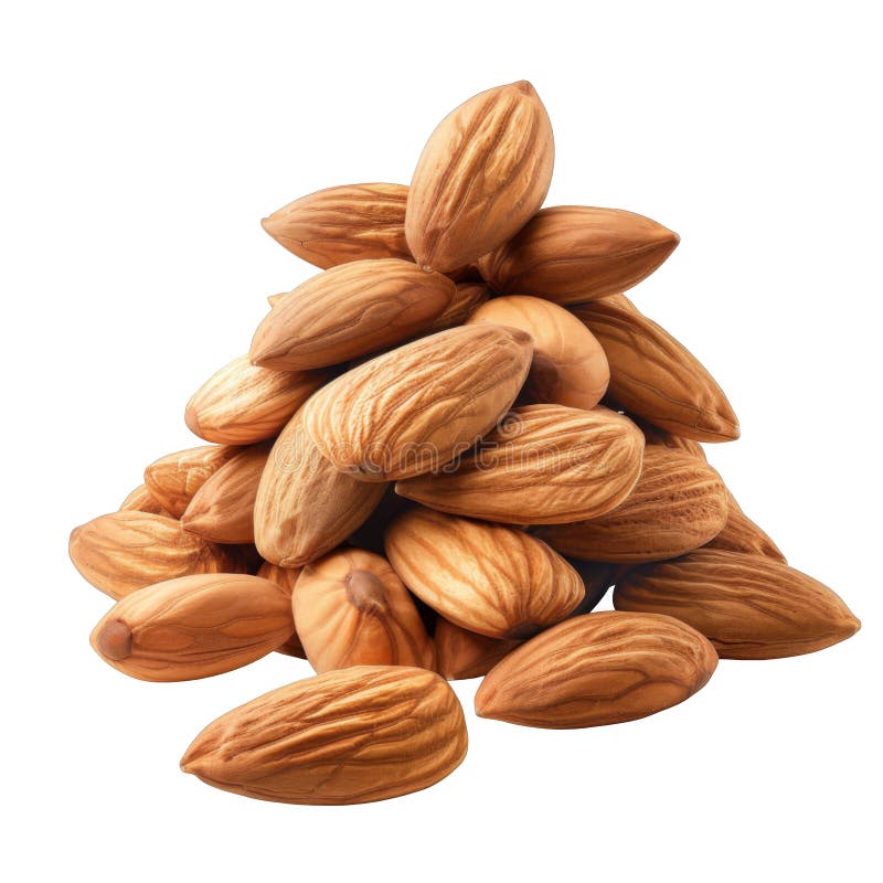 A Pile of Whole Almonds Isolated on Black Stock Image - Illustration of ...