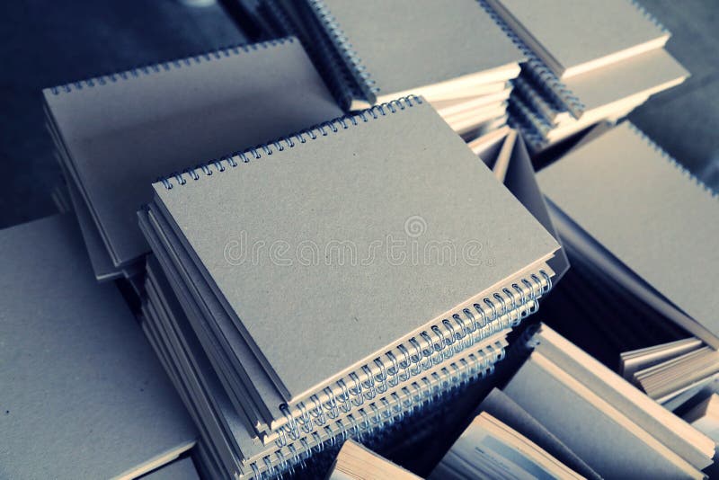 Pile of Wire Binding Notebook Stock Photo - Image of business, pile ...