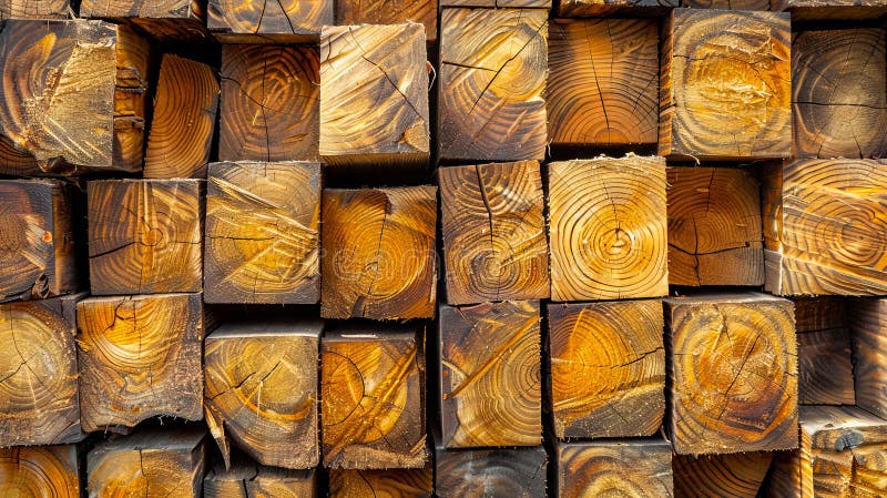 A Pile of Wood Blocks with Different Textures Stock Image - Image of ...