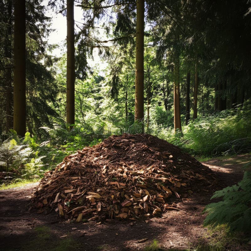 A Pile of Wood Chips in a Forest Clearing Stock Photo - Image of ...