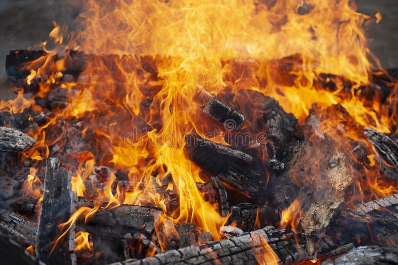 Pile of wood on Fire stock image. Image of close, texture - 217000409