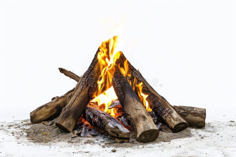 A Pile of Wood with a Fire in the Middle Stock Illustration ...