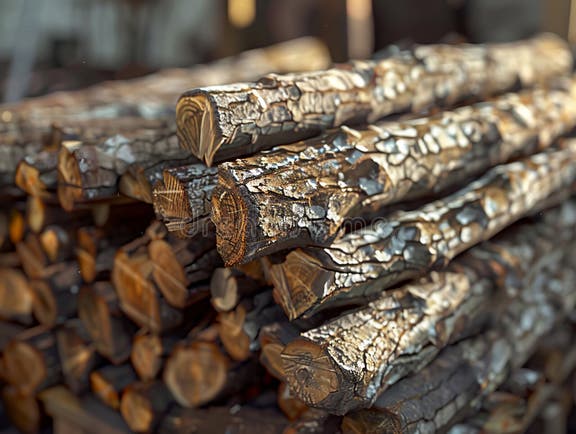 A Pile of Wood Logs with Bark on Them Stock Image - Image of trunk ...
