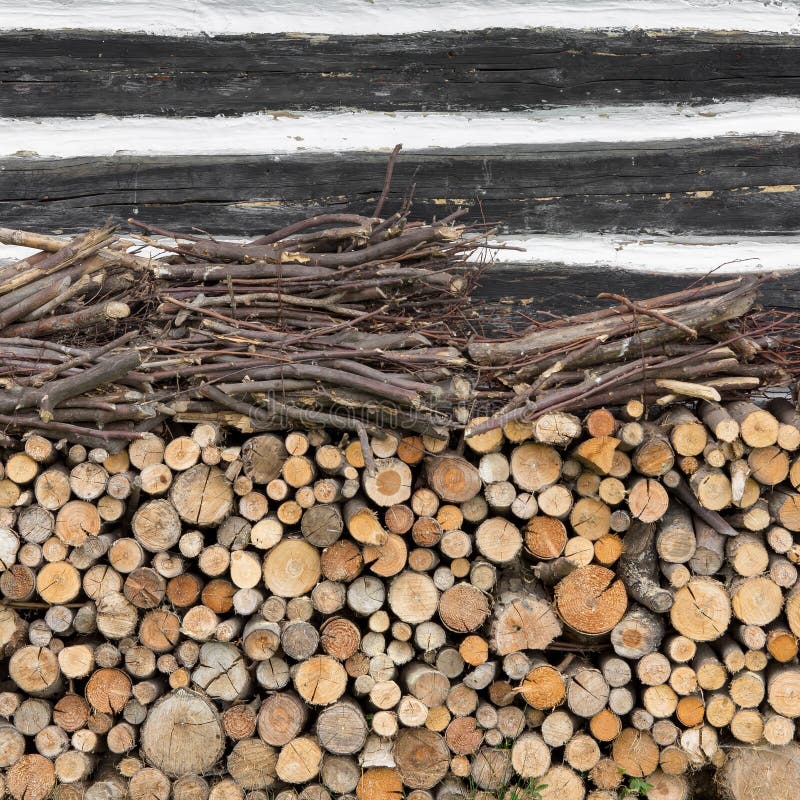 Pile of Wood Logs Ready for Winter Stock Photo - Image of pellet ...