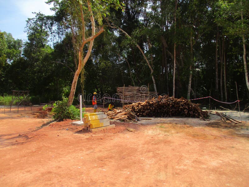 Stacking the Beam at the Project Location Stock Image - Image of beam ...