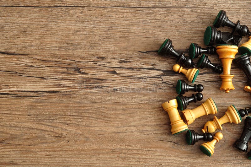 A Pile of Wooden Chest Pieces Stock Image - Image of pawn, black: 106145615