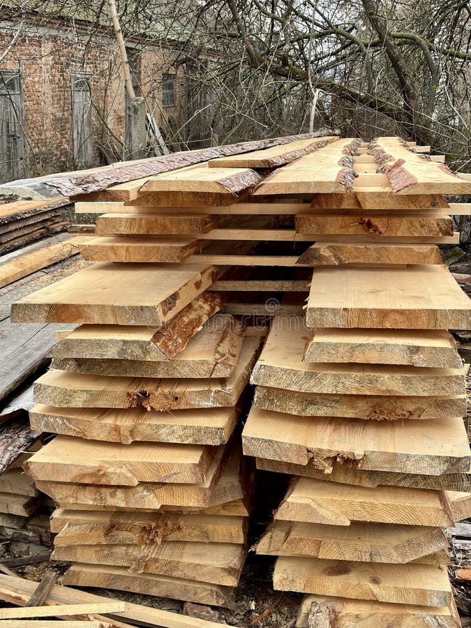 Pile Pf Planks on Construction Site Stock Photo - Image of natural ...