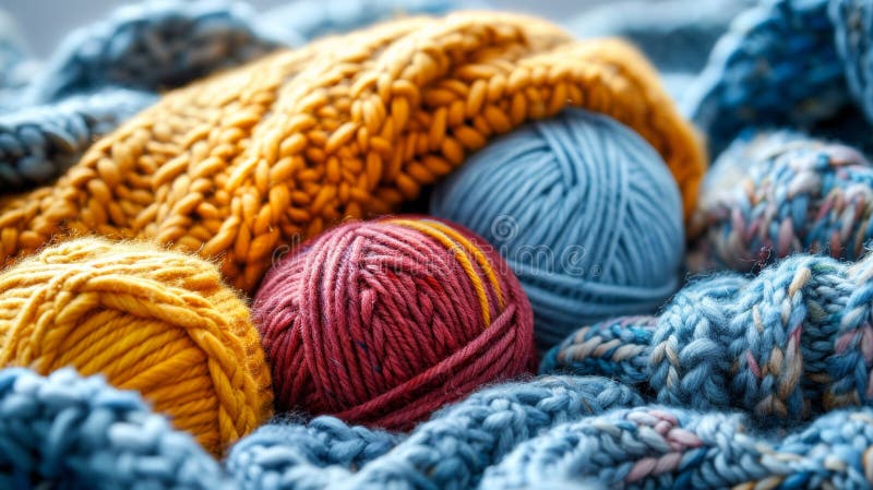 A Pile of Yarn Balls with Different Colors and Textures, AI Stock ...
