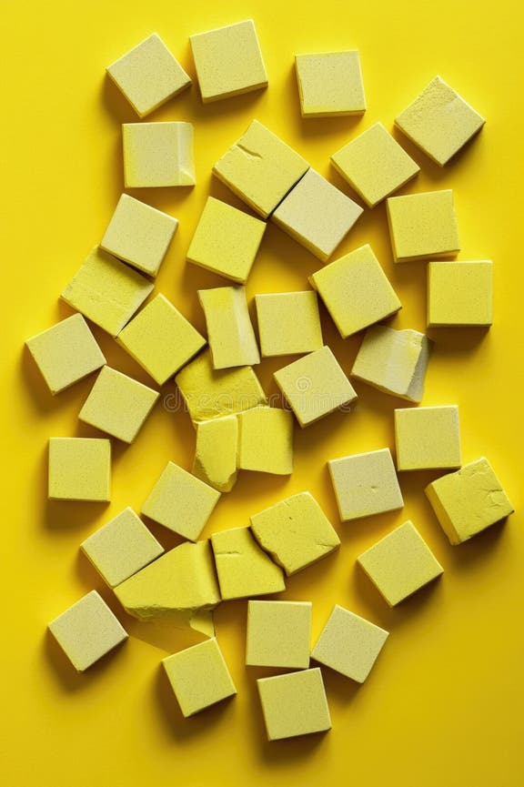 A Pile of Yellow Blocks Sitting on a Matching Yellow Surface Stock ...
