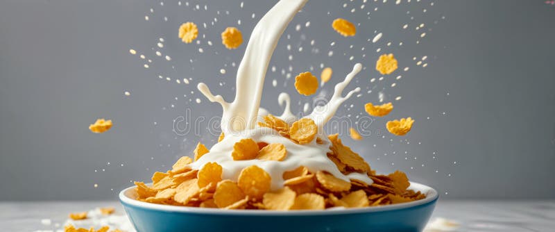 A Pile of Yellow-orange Corn Flakes in a Deep Bowl Stand on a Table ...