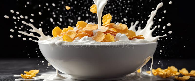 A Pile of Yellow-orange Corn Flakes in a Deep White Bowl Stand on a ...